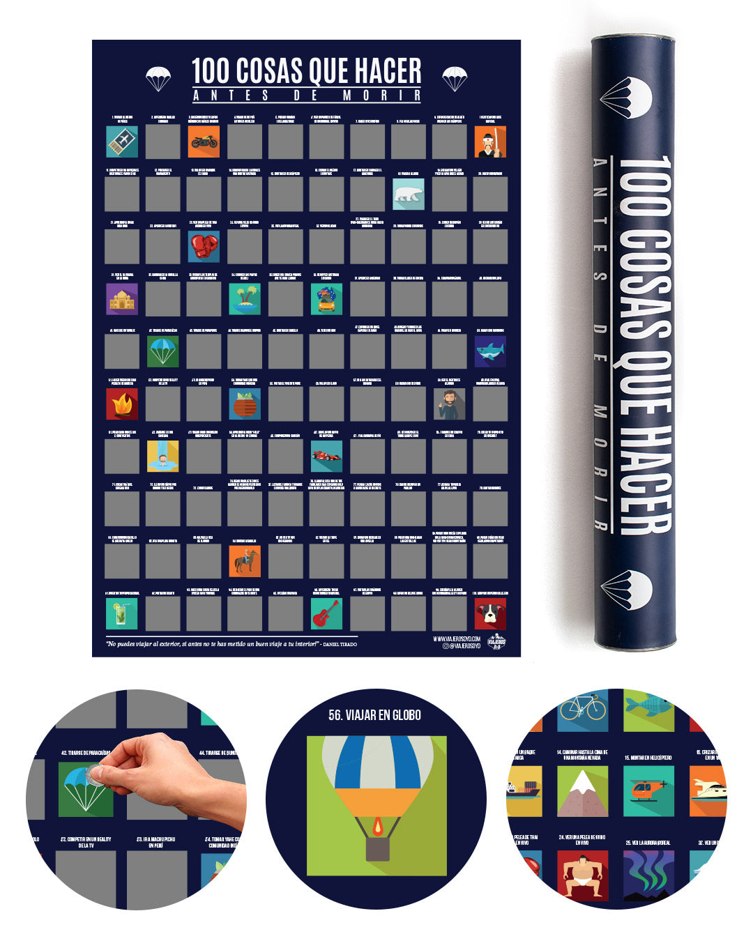 100 Cosas que Hacer | Póster Interactivo con Alcancía – Viajerosdyd